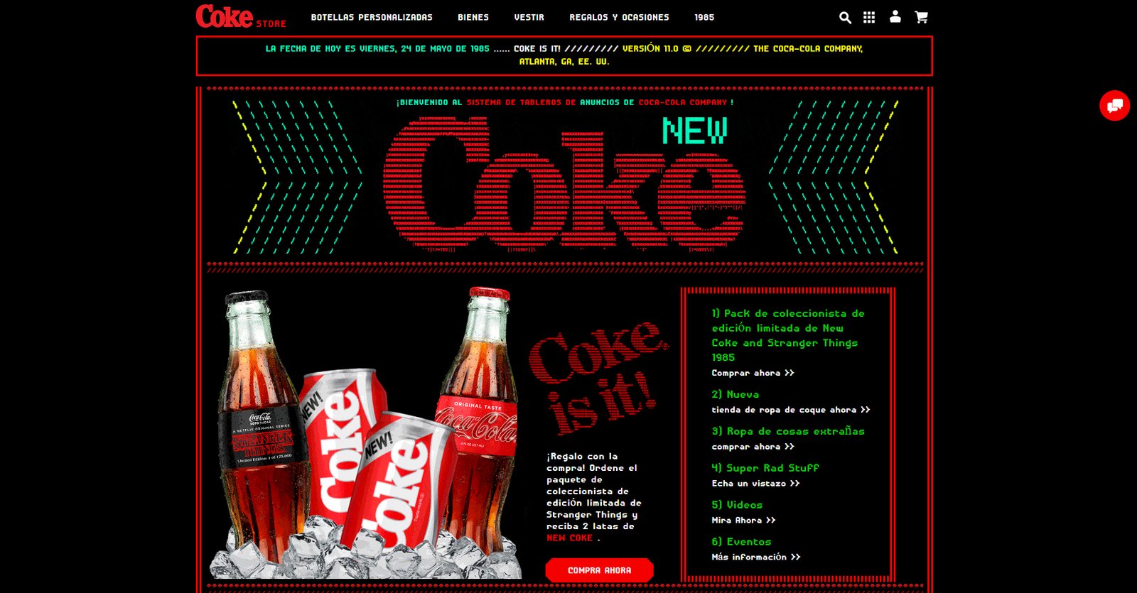 Stranger Things y Coca-Cola relanzan New Coke. Campaña de Marketing